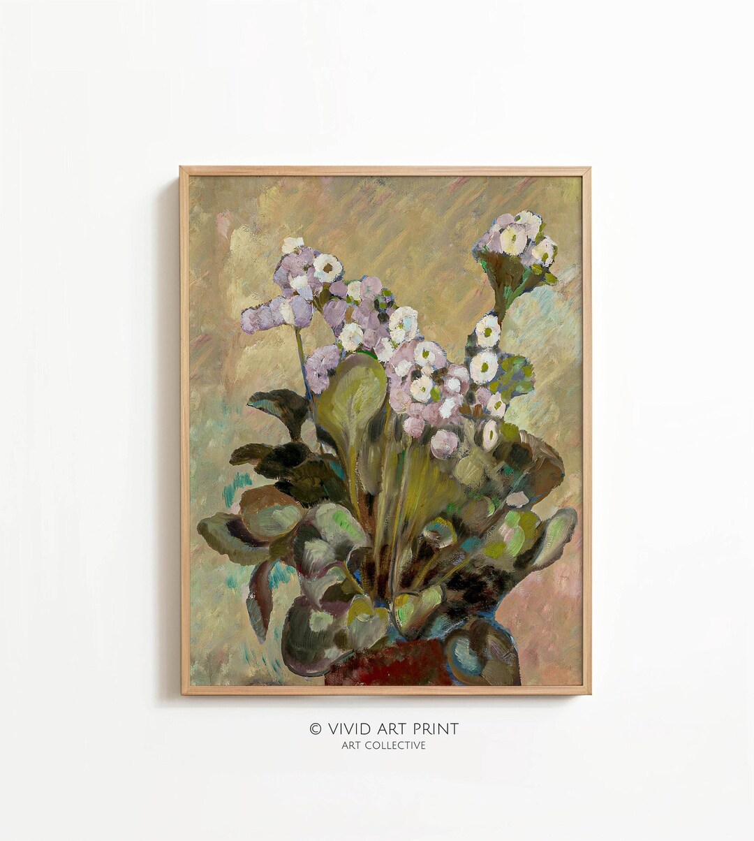 Vintage Floral Still Life Art Print: Impressionist Flower Pot (digital ...