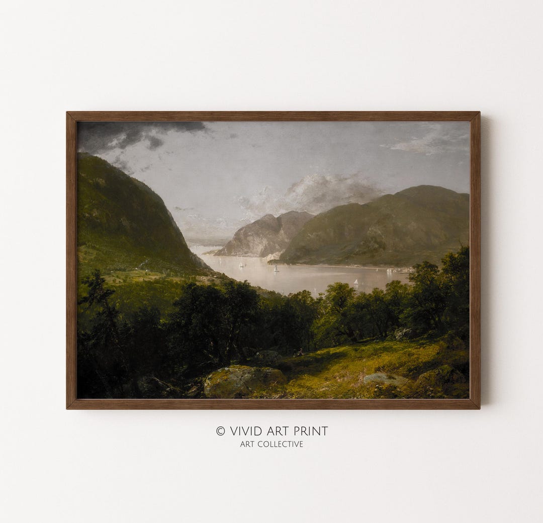 Riverside Landscape PRINTABLE Wall Art | Vintage Romantic Hudson River ...