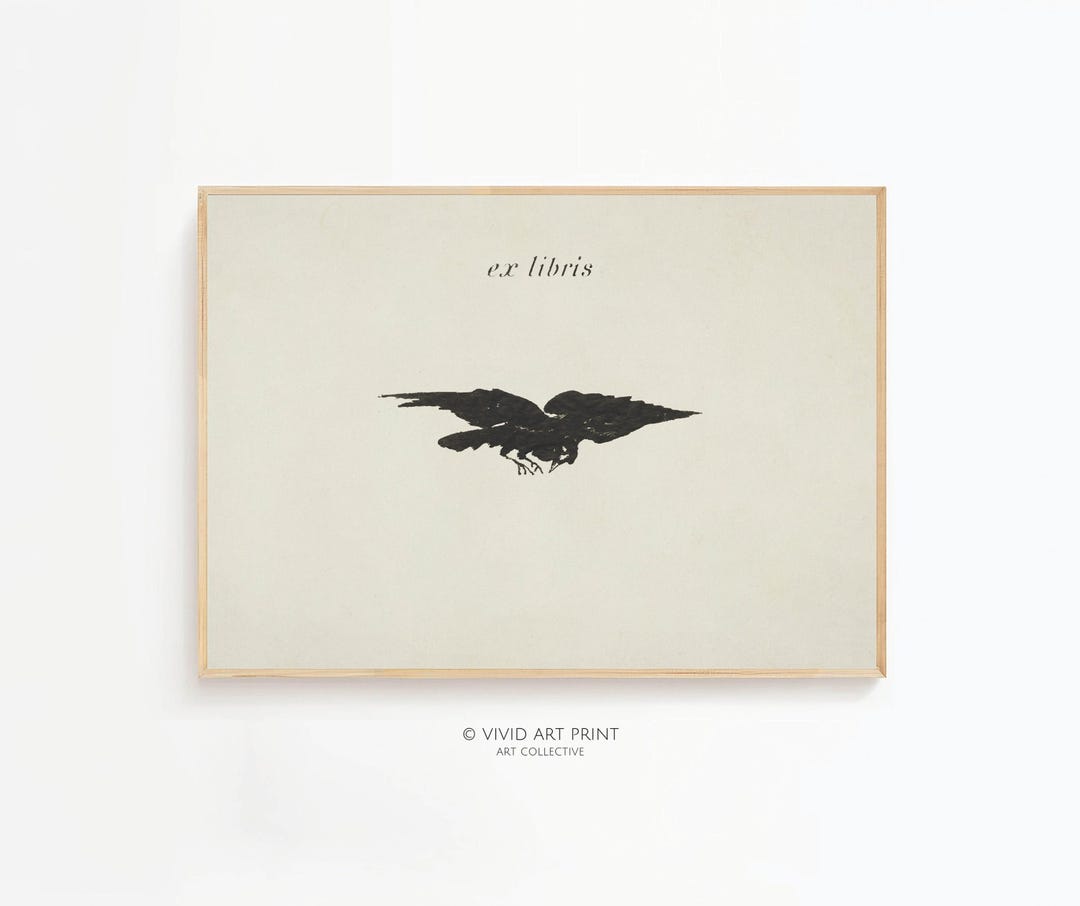 Vintage Monochrome Raven PRINTABLE Wall Art | Ink Bird Silhouette Home ...
