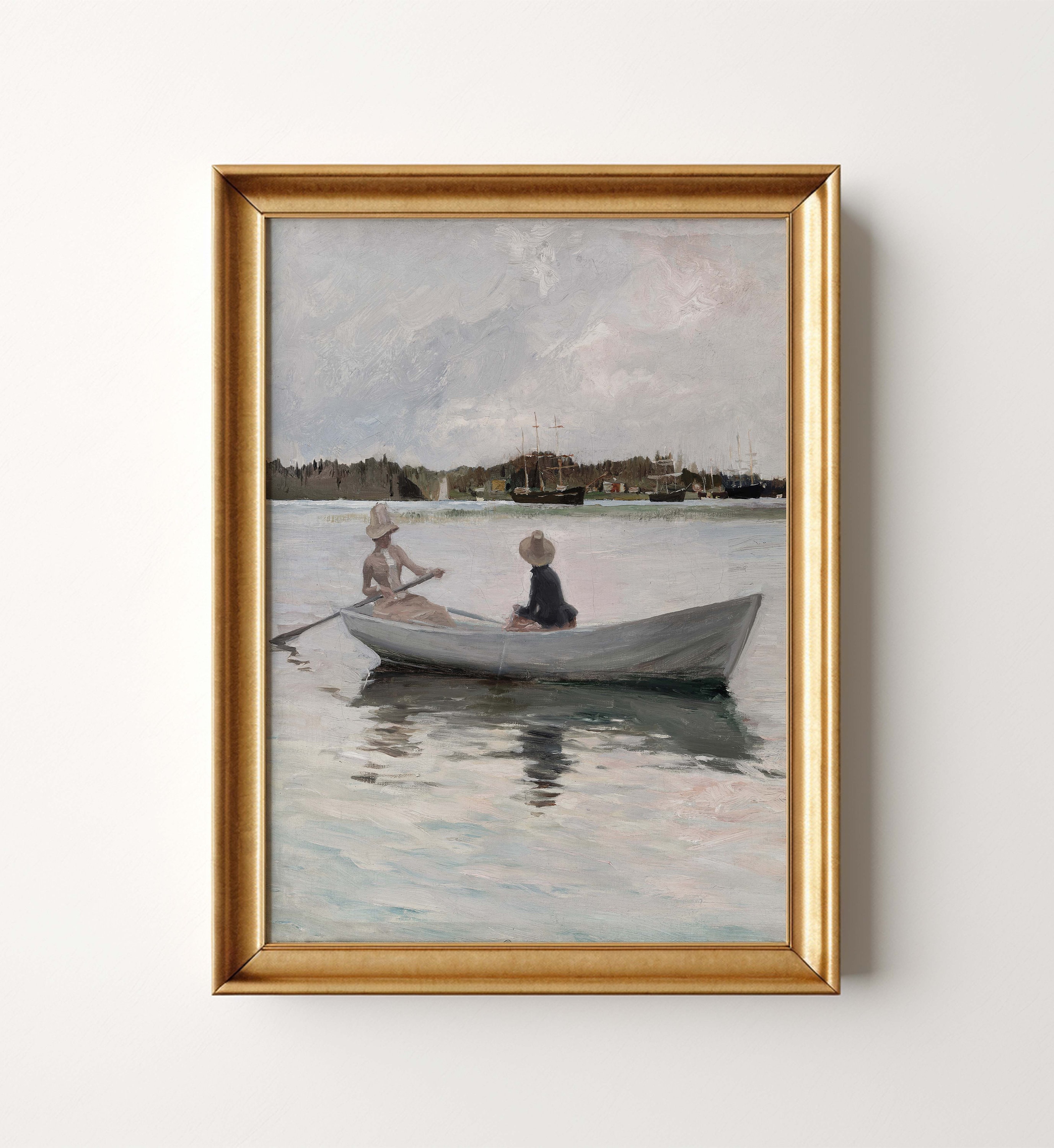 Vintage Impressionist Boat Art Print: Women in a Rowing Boat (digital ...