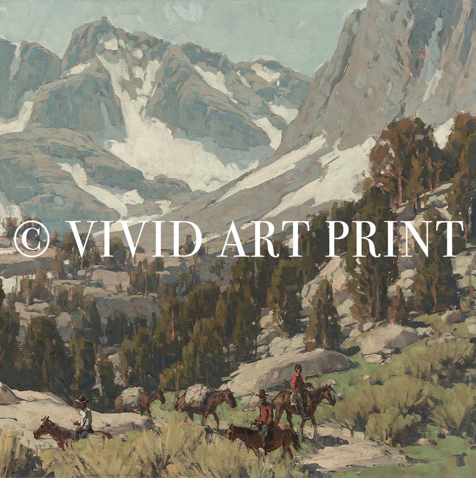 PRINTABLE Vintage Western Cowboys Landscape Fine Art | Cottagecore ...