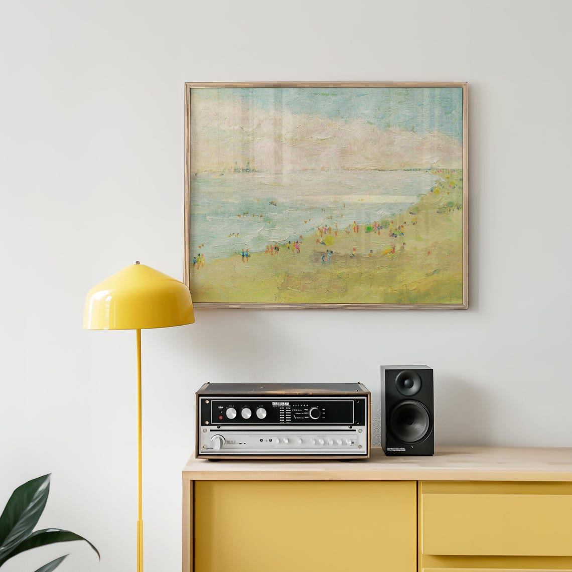 Coastal Cottagecore Seascape Art Print: Vintage Beach Day (digital ...