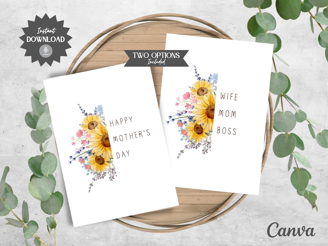 Sunflower Mother’s Day Card Bundle | Happy Mother’s Day Card | Flower ...