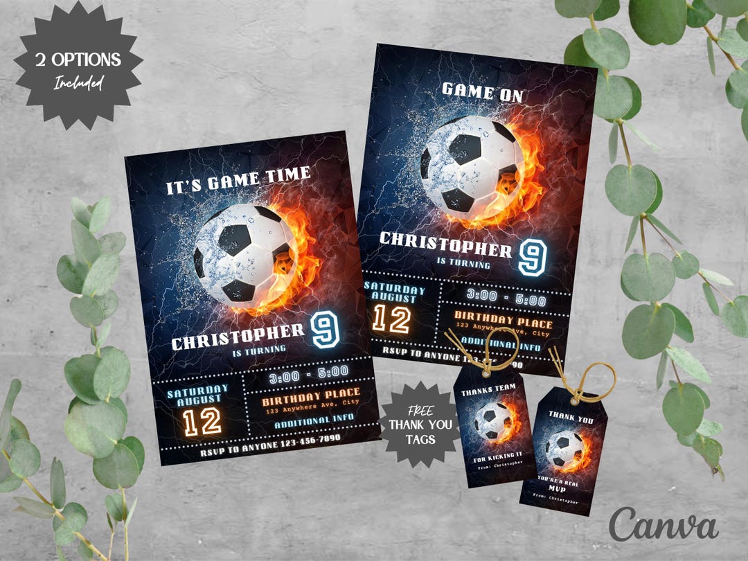 Soccer Birthday Invitation | Soccer Birthday, MVP Lightening Game on ...