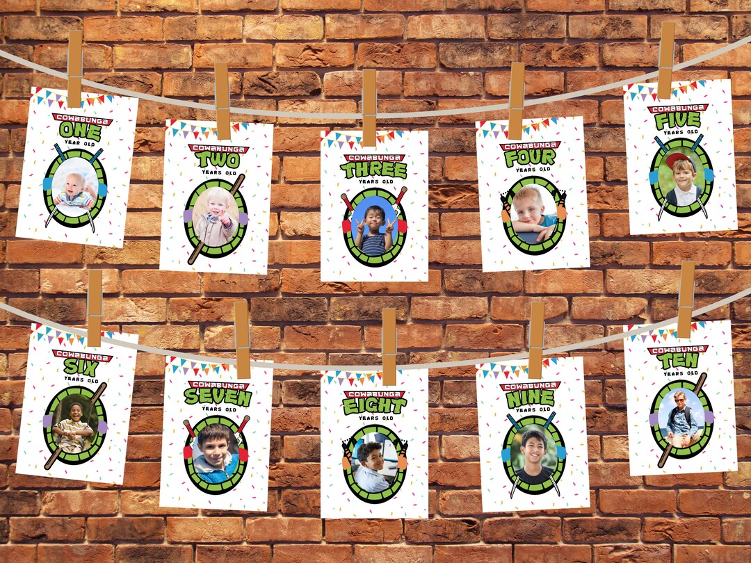 Ninja Photo Banner, Turtles Birthday Display White Cowabunga Turtles ...