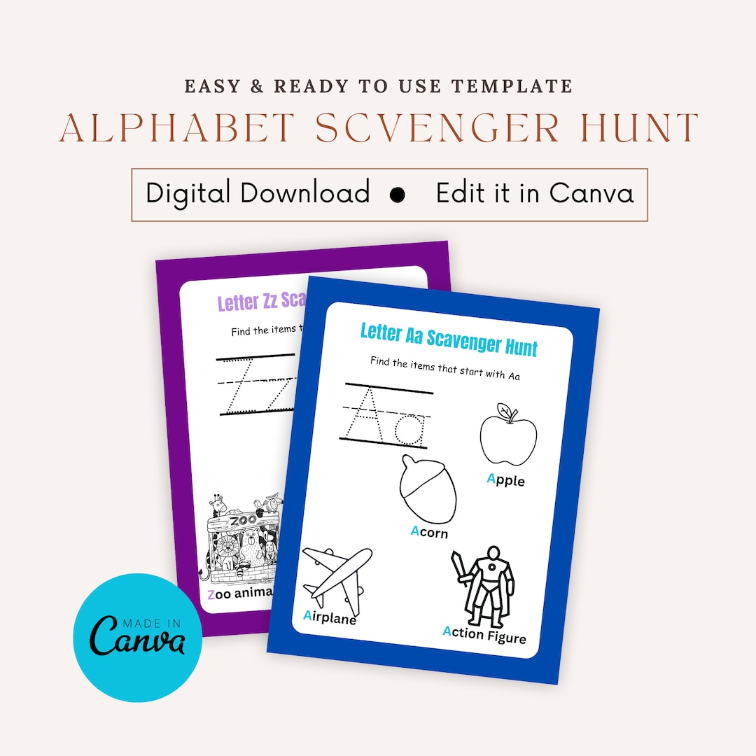 Alphabet Scavenger Hunt, Abc's, Kids, Customizable, Digital Download - Etsy