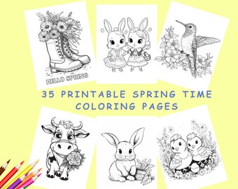 Printable Hello Spring Coloring Page - Etsy