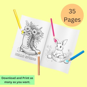 Hello Spring Coloring Pages - Etsy
