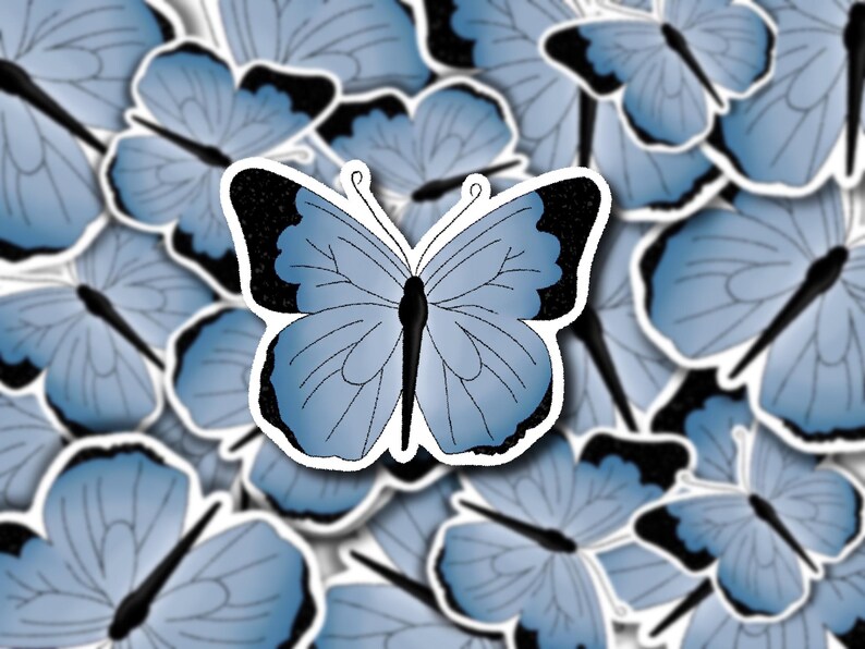 Blue Butterfly Sticker - Version 1 - Etsy