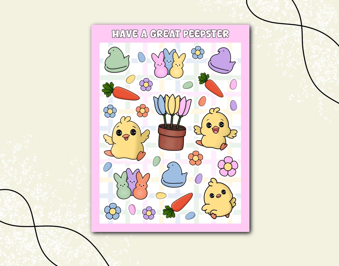 Peeps-easter Themed-vinyl Sticker Sheet-100% Handmade-water/weather ...