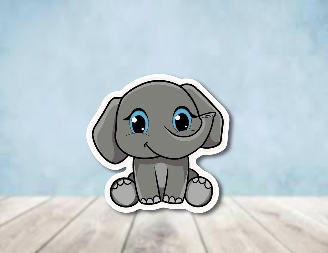 Kawaii Elephant Vinyl Sticker - Etsy