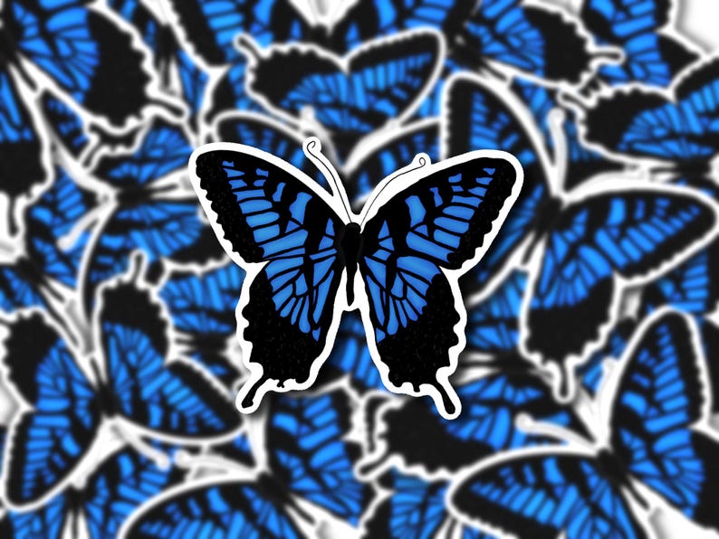 Blue Butterfly Sticker - Version 2 - Etsy