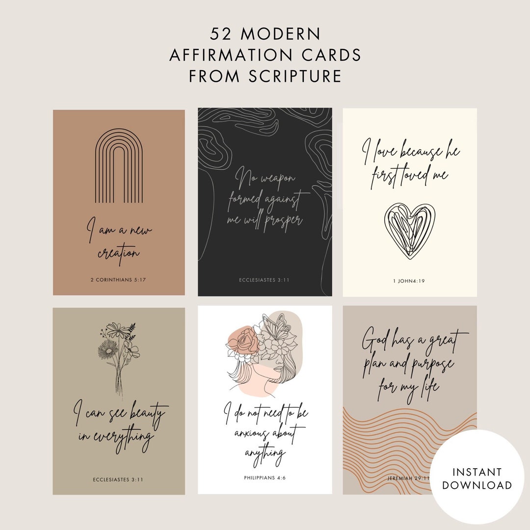 52 Modern Biblical Affirmation Cards - Etsy