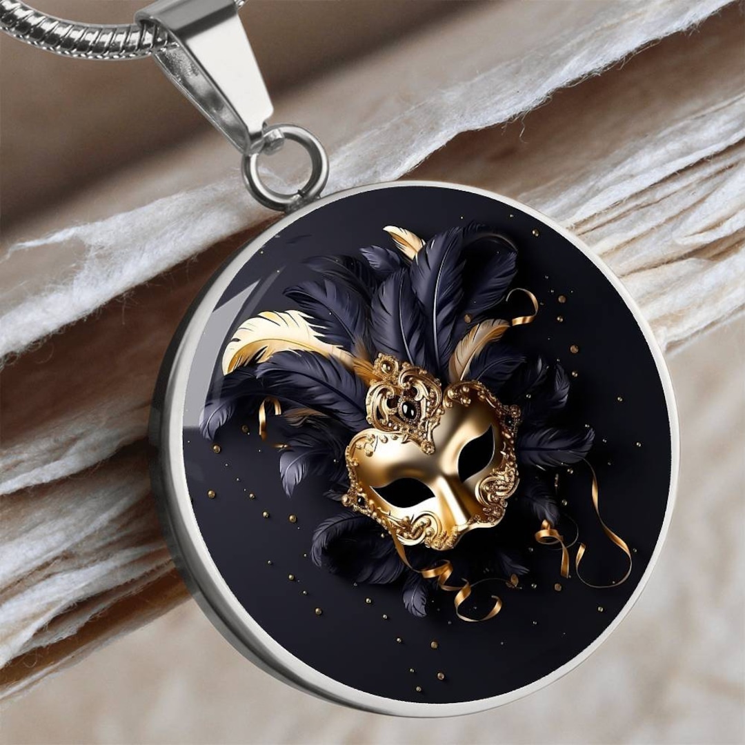 Black and Gold for Our Saints Mardi Gras Mask Pendant - Etsy