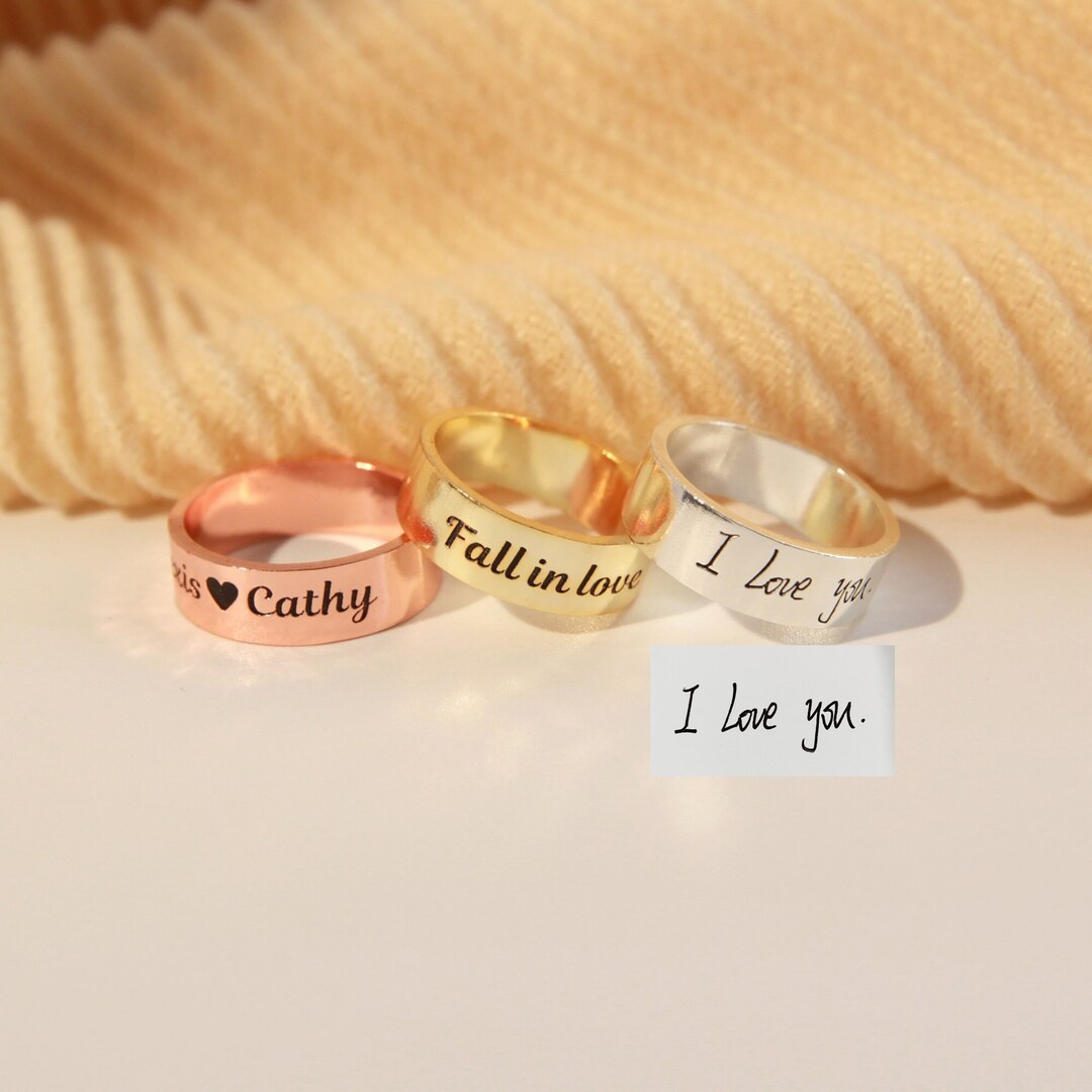 Personalized Engraved Handwriting Ring • Actual Handwriting Ring ...
