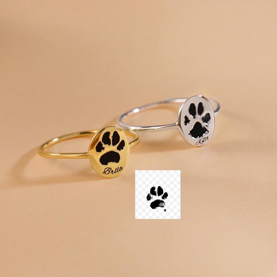 Custom Paw Print Ring • Pet Paw Ring • Pet Memorial Gift • Dog Cat Paw ...
