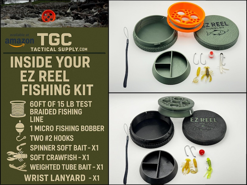 EZ Reel- Pocket Fishing Kit: Handline Reel With Tackle - Hiking, Travel ...