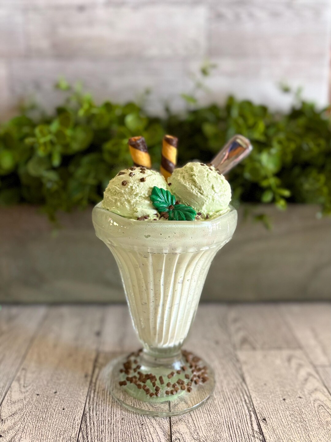 Fake Mint Chocolate Ice Cream Sundae | Ice Cream Decor | Dessert Bar ...