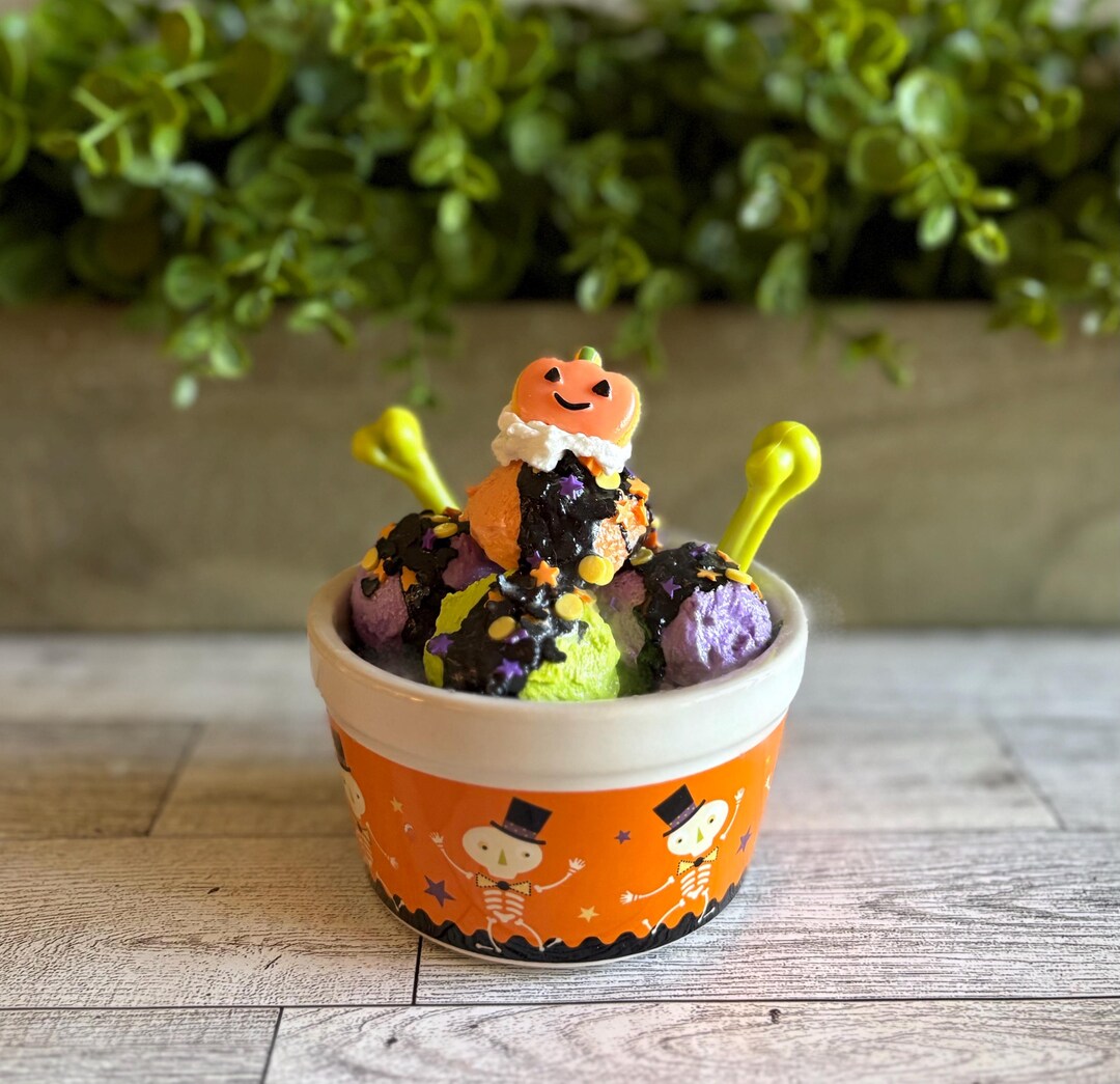 Fake Halloween Hot Fudge Ice Cream Sundae | Fall Decor | Dessert Bar ...
