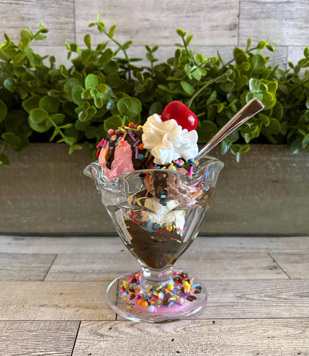 Fake Neapolitan Hot Fudge Sundae | Ice Cream Decor | Dessert Bar ...