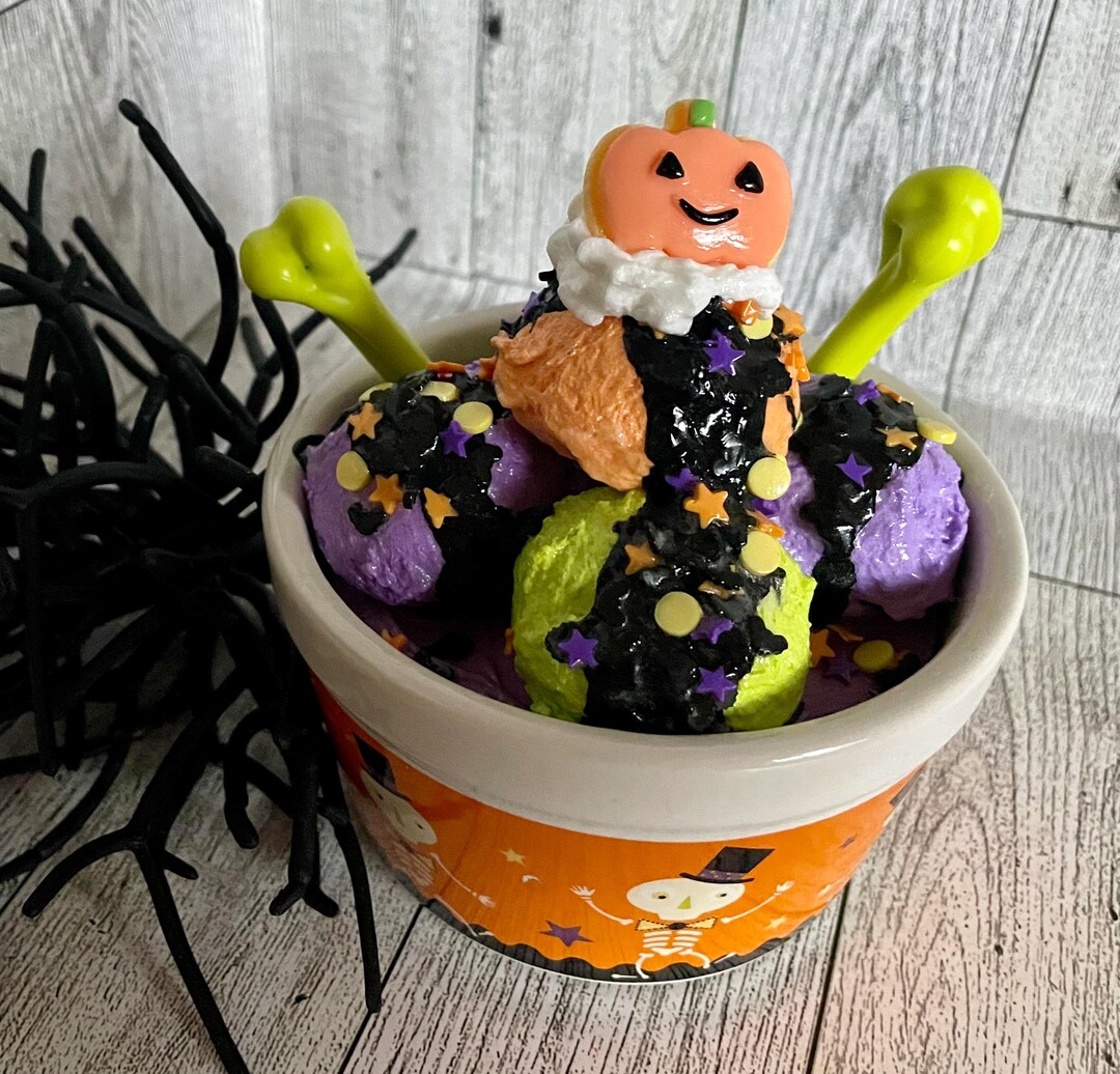 Fake Halloween Dark Hot Fudge Ice Cream Sundae | Ice Cream Decor ...