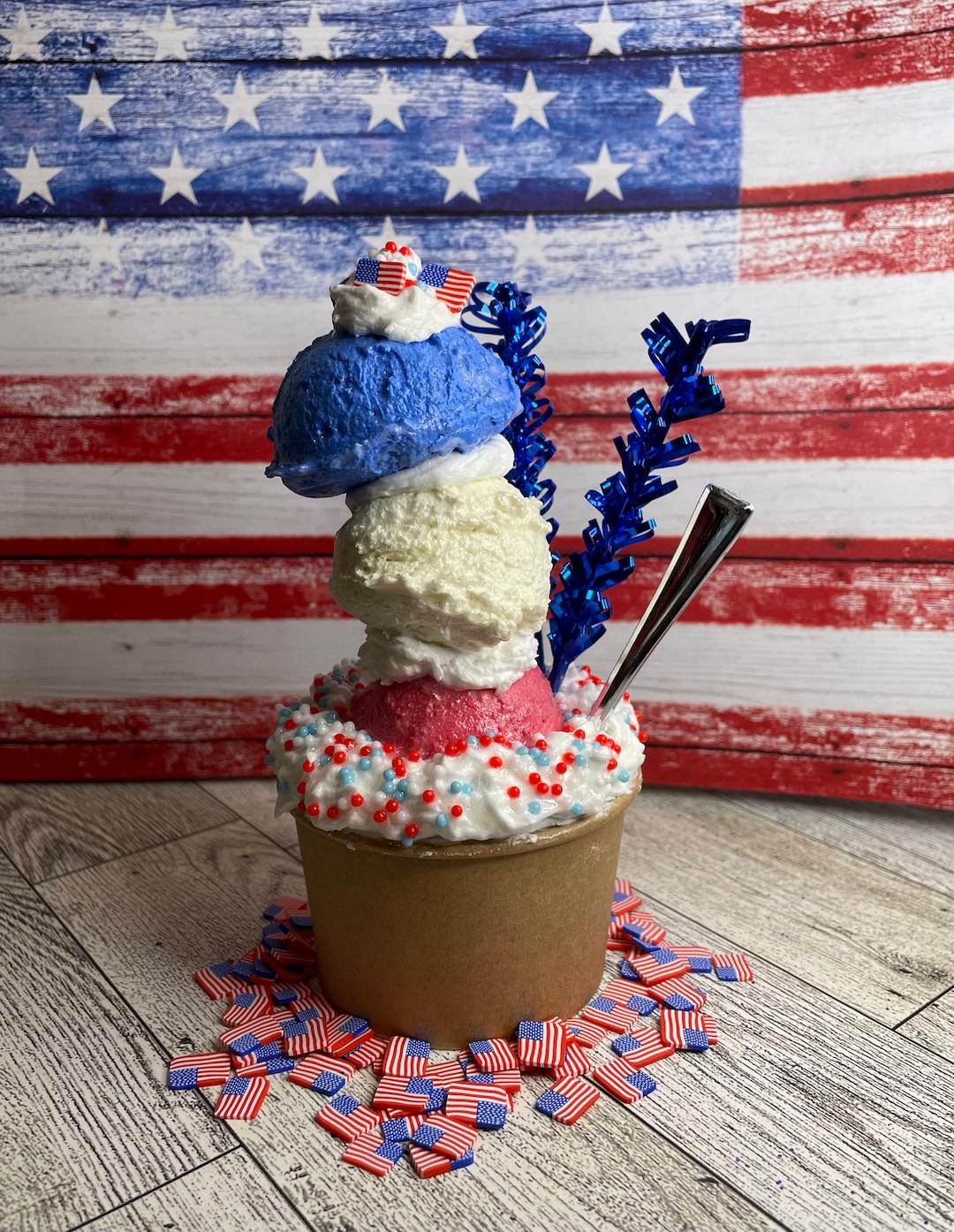 Patriotic Ice Cream Sundae Patriotic Decor Forth of July Decor Tiered ...
