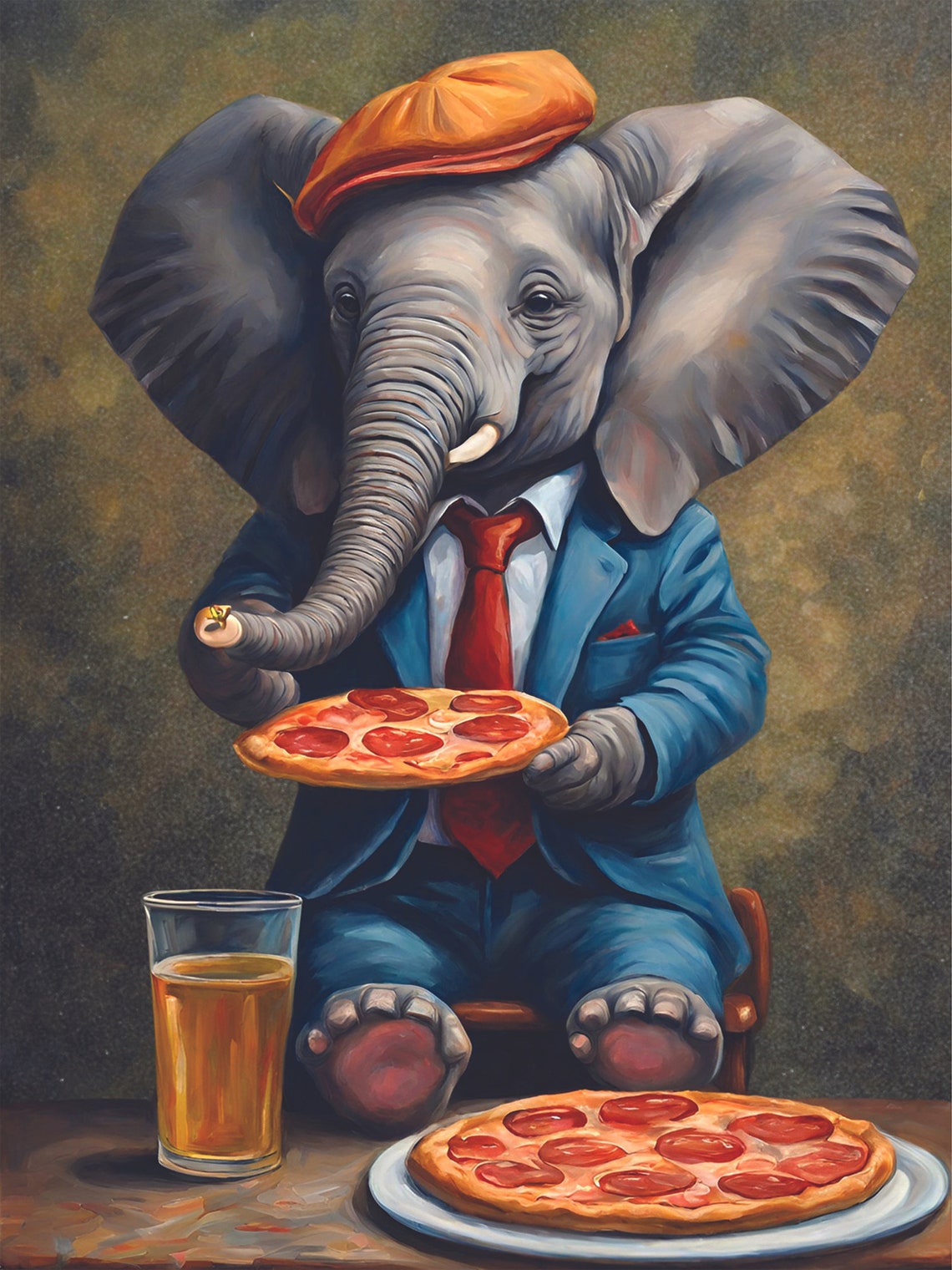 Pizzaphant Art Print: Surreal Elephant Pizza Lover (digital Download ...
