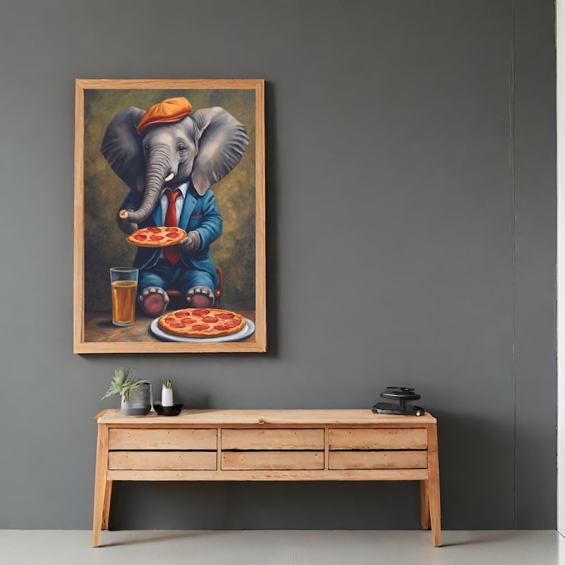 Pizzaphant Art Print: Surreal Elephant Pizza Lover (digital Download ...