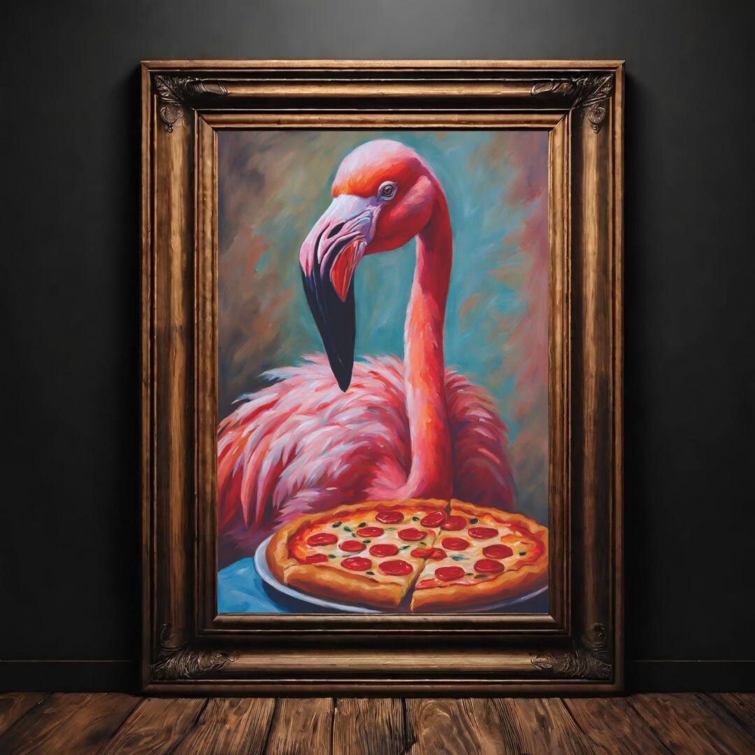 Flamingo Pizza Art Print: Funny Foodie Poster (digital Download) - Etsy