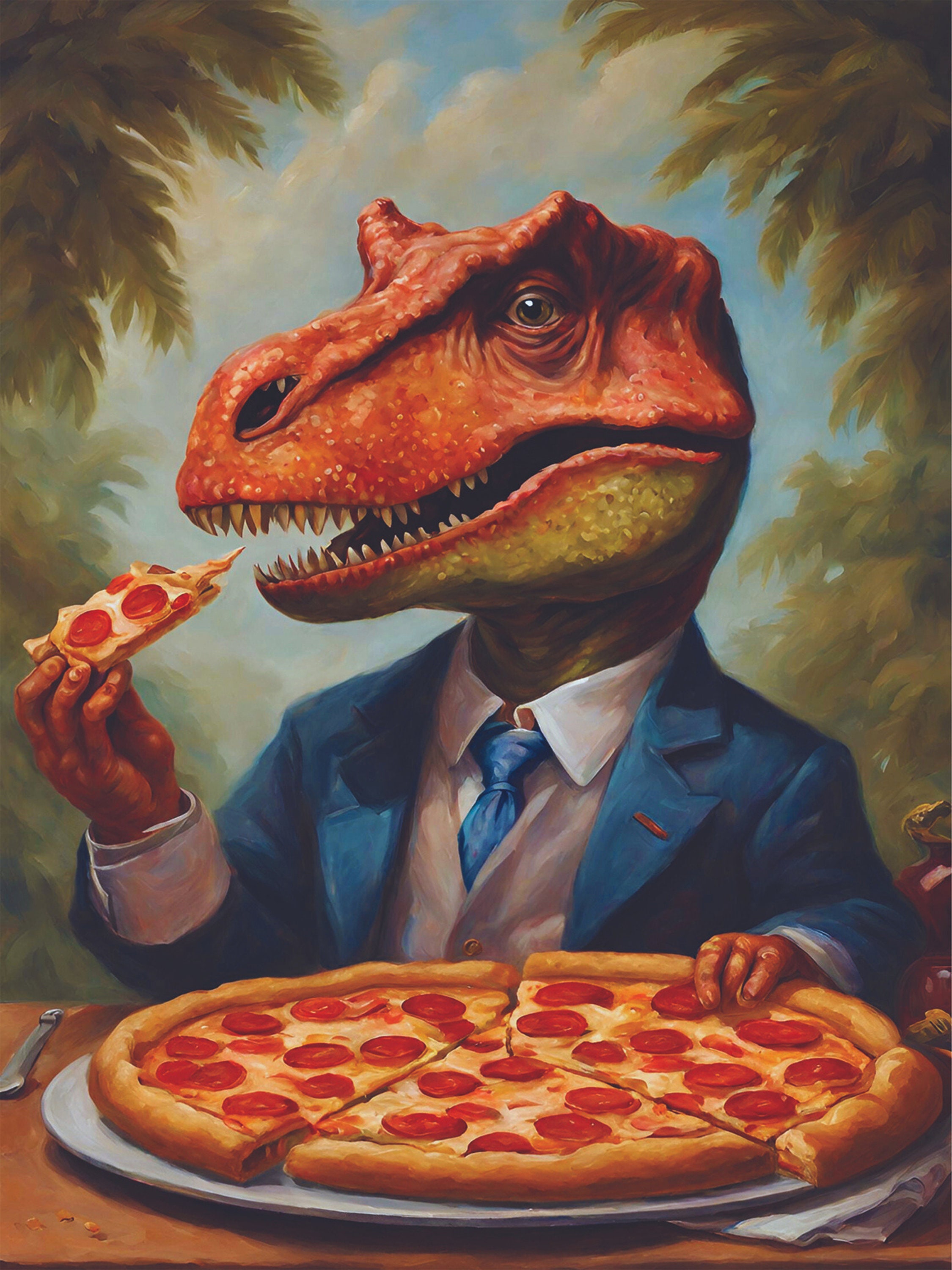 Mr. Dino Pepperoni Pizza, Dinosaurs and Pizza, Pizza Lovers, Vintage ...