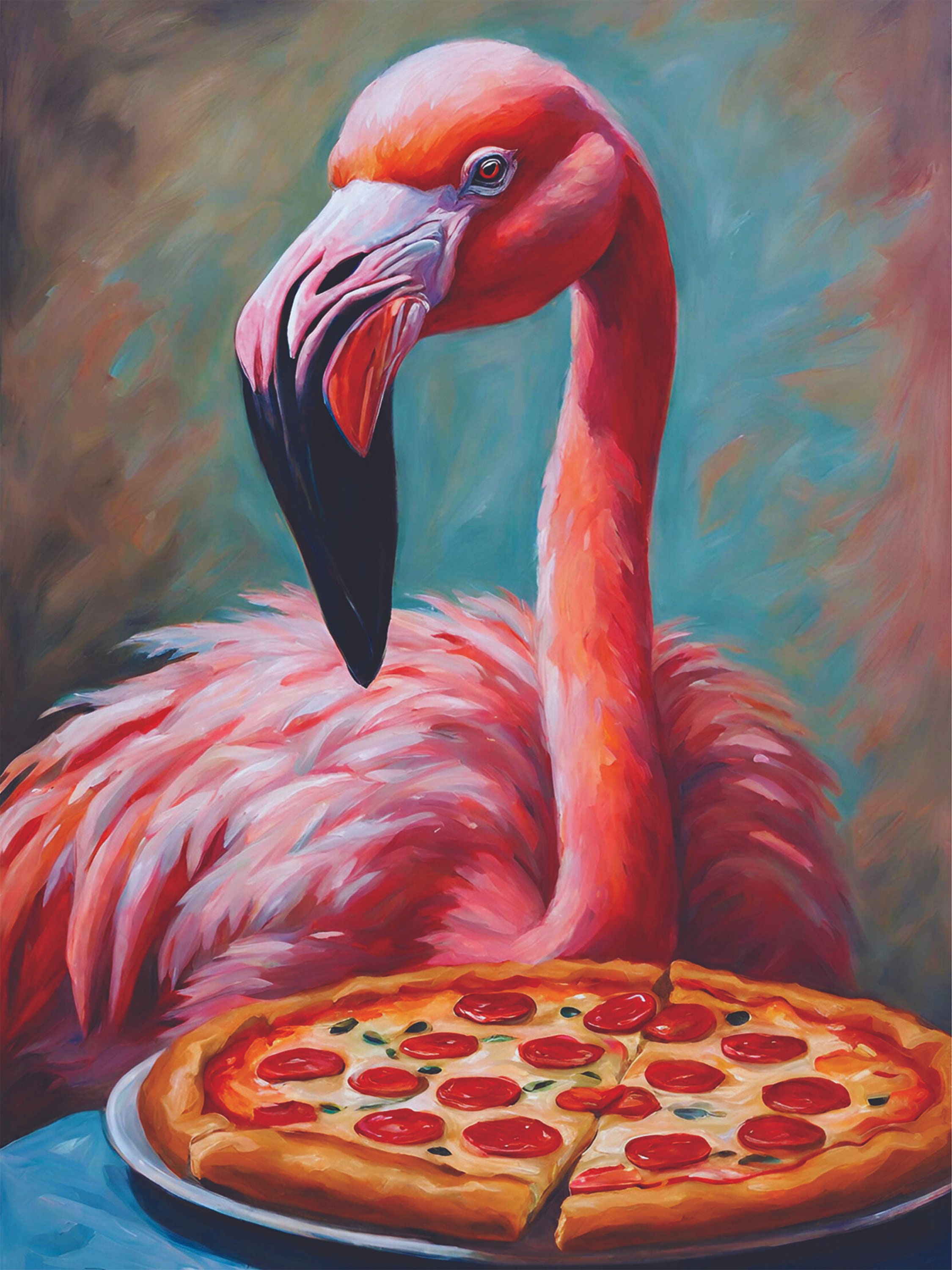 Flamingo Pizza Art Print: Funny Foodie Poster (digital Download) - Etsy