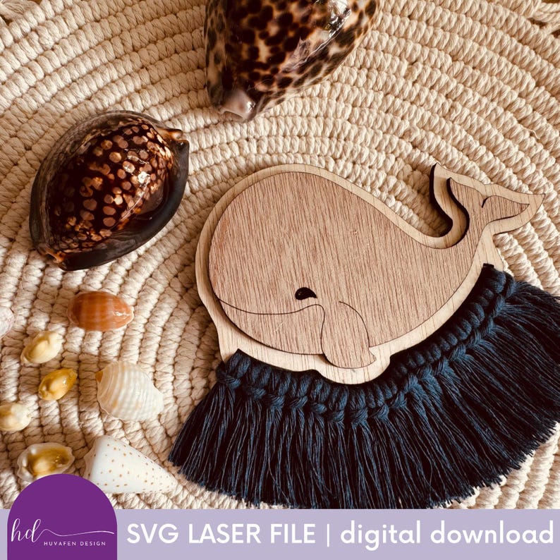 BOHO Macrame Whale Laser SVG File Macrame Art SVG Wall Hanging Whale ...