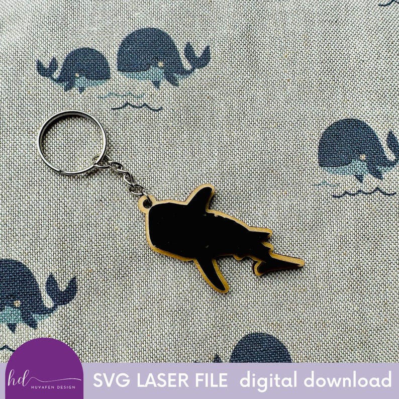 Keychain Laser SVG File Whale Shark Sea Animals Gift Tag Digital File ...
