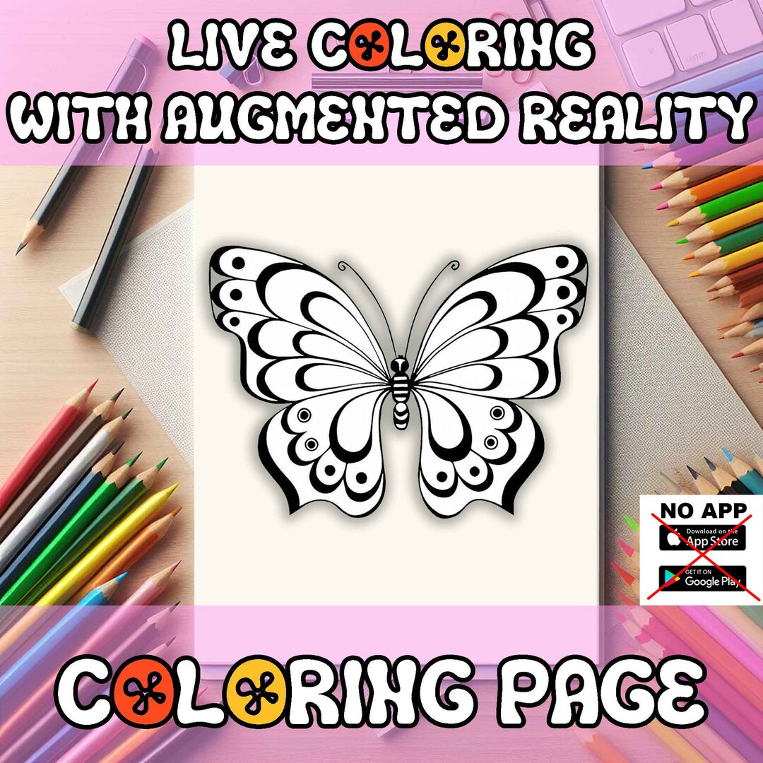 Augmented Reality Coloring Page: Butterfly - Etsy