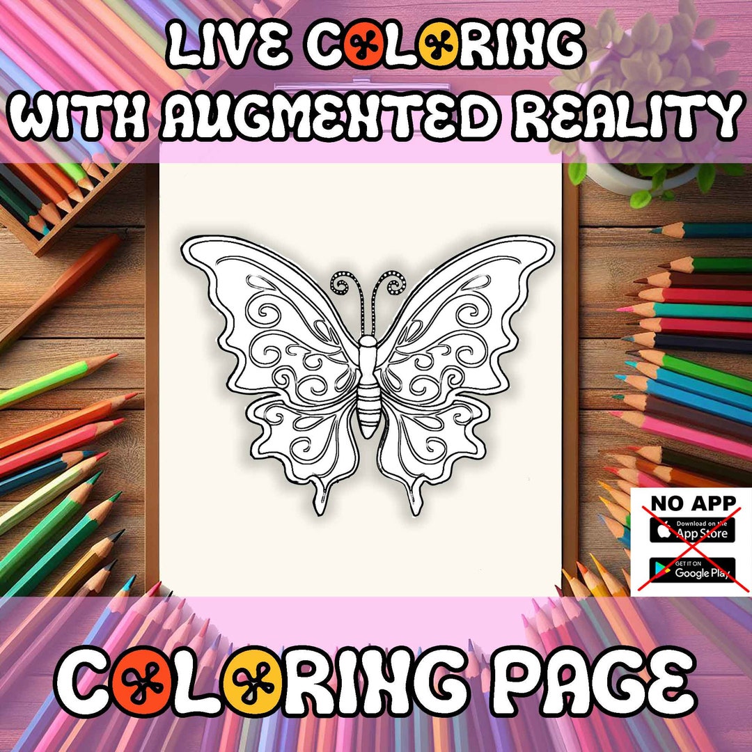 Augmented Reality Coloring Page: Butterfly - Etsy