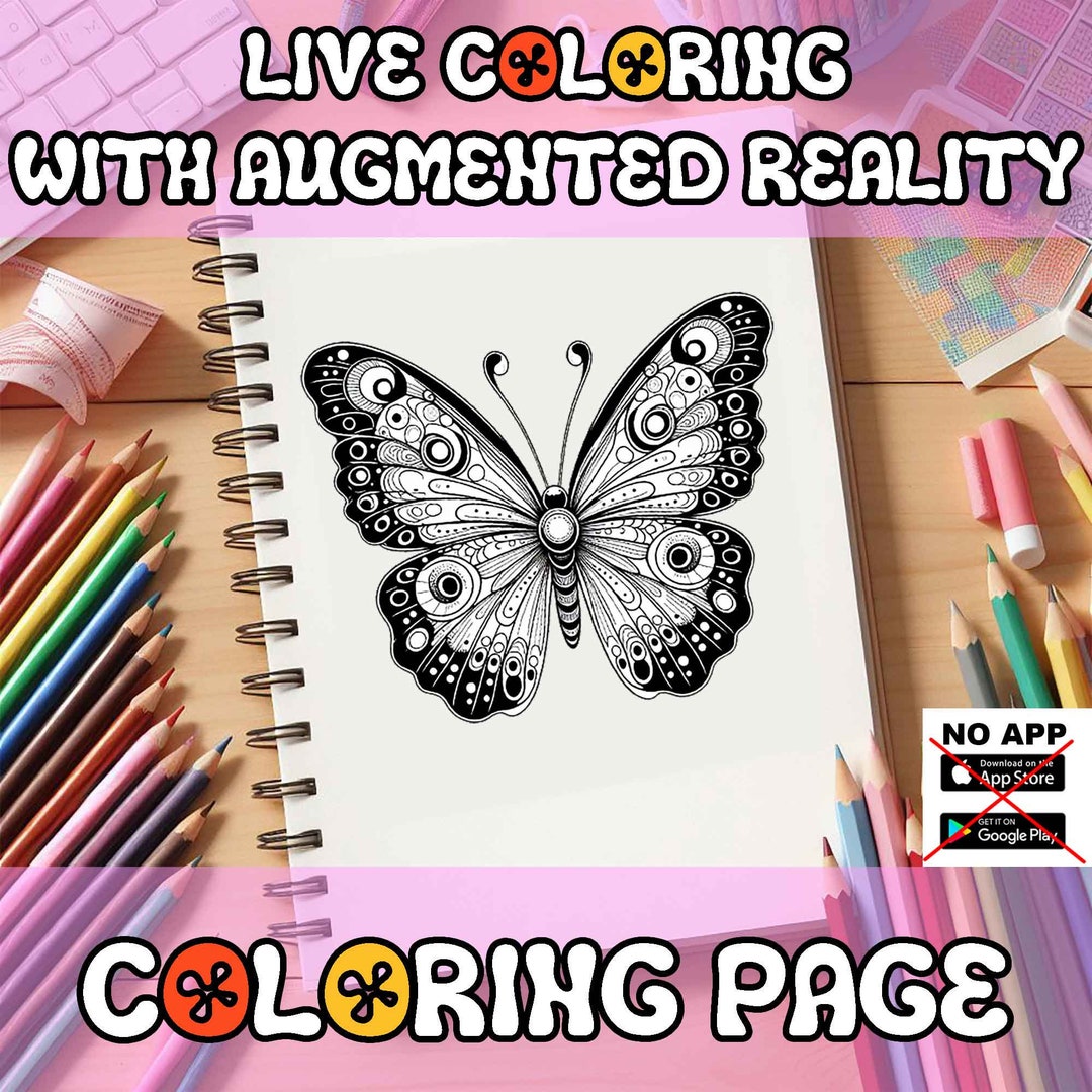 Augmented Reality Coloring Page: Butterfly - Etsy