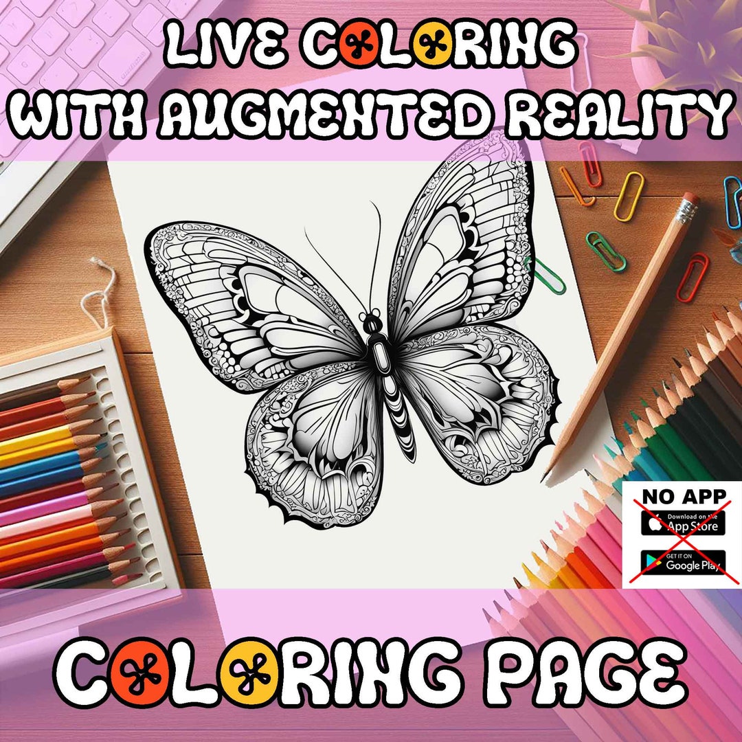 Augmented Reality Coloring Page: Butterfly - Etsy