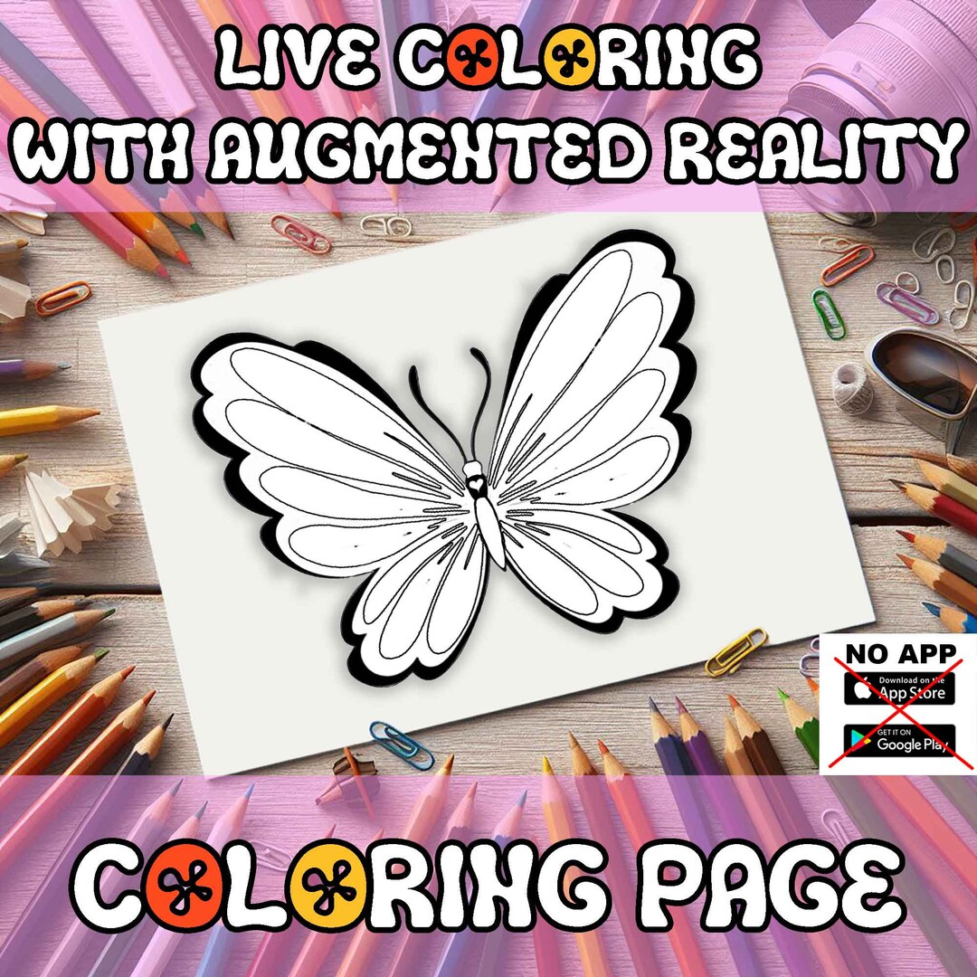Augmented Reality Coloring Page: Butterfly - Etsy