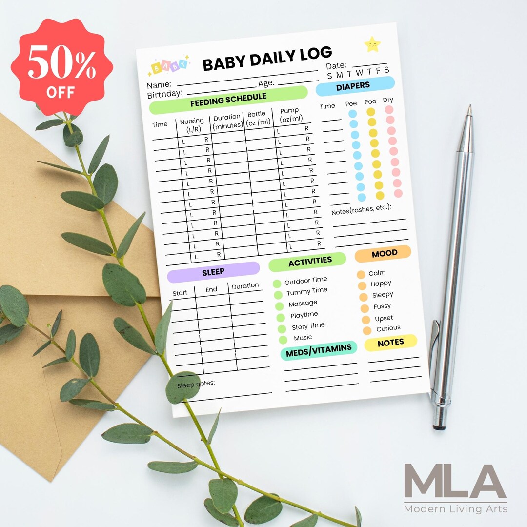 Baby Daily Log Tracker, Newborn Care Feeding Routine, Diaper Changes ...