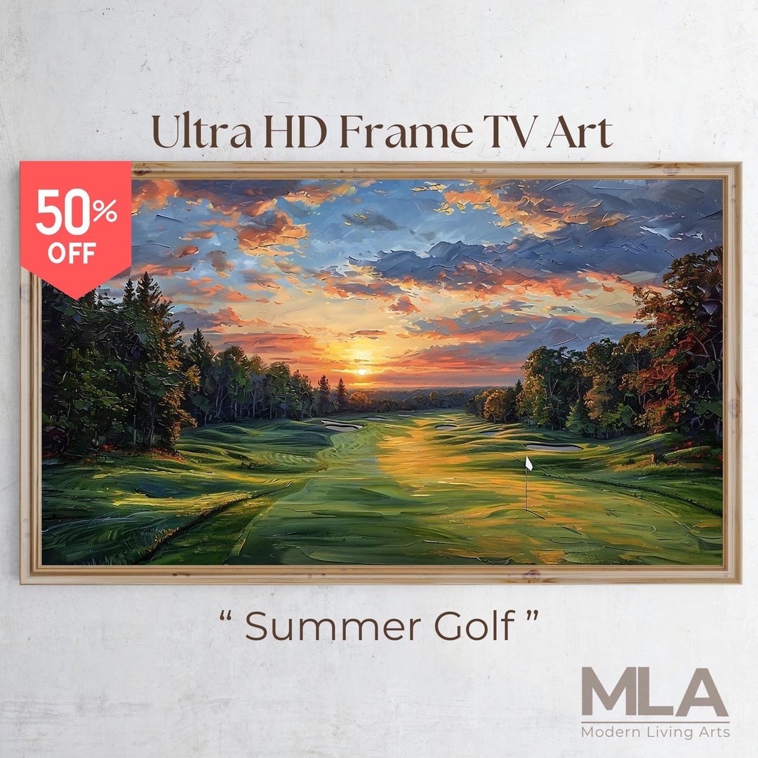 Sunrise Golf Course Frame TV Art: Impasto Painting (digital Download ...