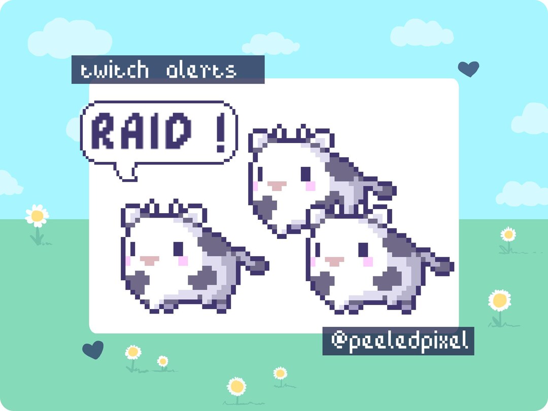 Cow Twitch Raid Alert Pack | Cute Animated Pixel Cow Bundle | Stream ...