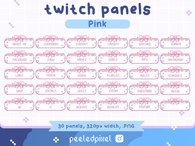 Pink Twitch Panels for Streamers - Instant Download/ready to Use PNG ...