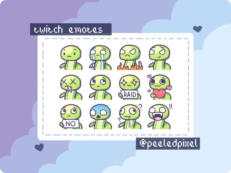Snake Emotes X 12 for Twitch & Discord Emote | Snake Twitch Emote Pack ...