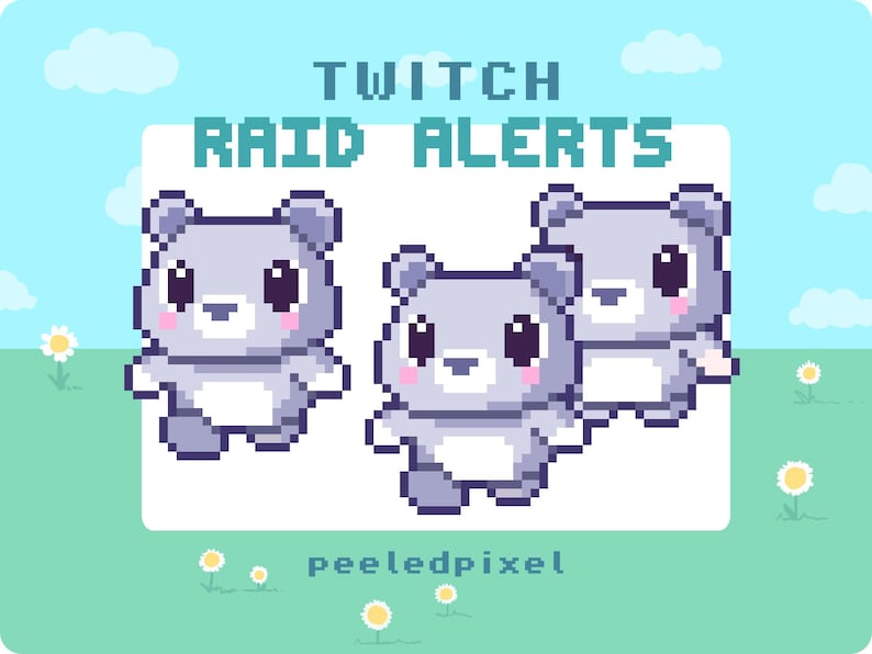 White Bear Twitch Raid Alert Pack | Cute Animated Pixel Bear Bundle ...