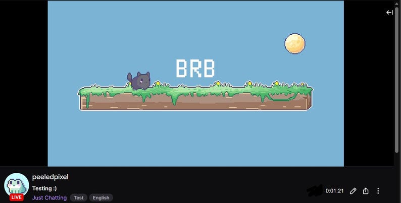 Black Cat Twitch Screen Pack | Cute Animated Pixel Cat Screens | 4x ...