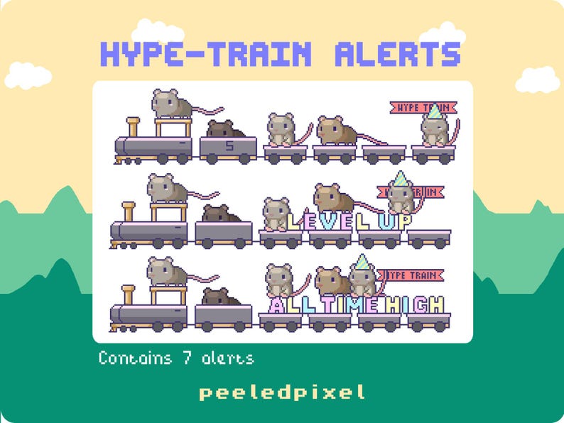 Rat Hype Train Alert Pack | Animated Pixel Rat Bundle | Stream Animal ...