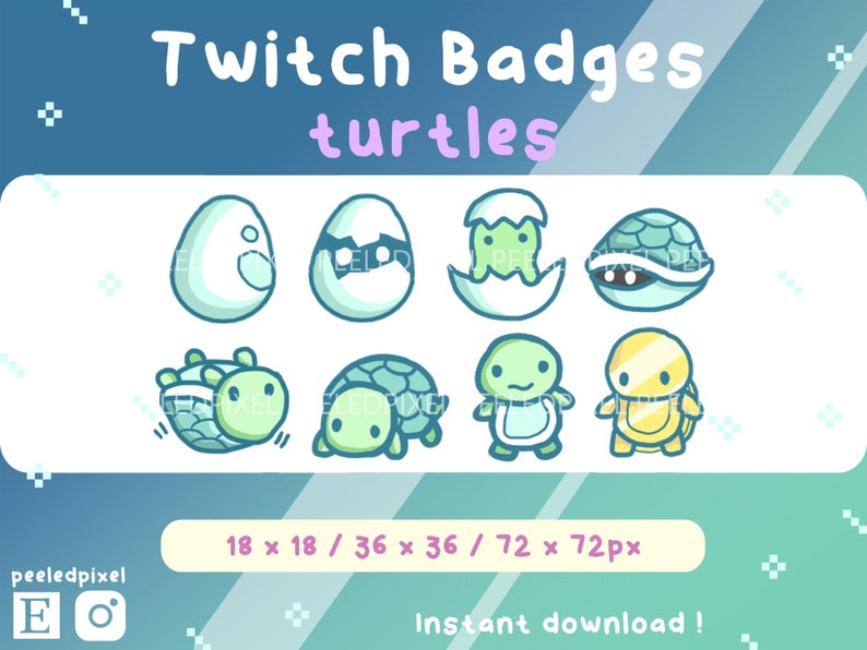 Turtle Twitch Badges for Twitch/youtube/discord Bit Badges Twitch Sub Badges Stream Badges ...