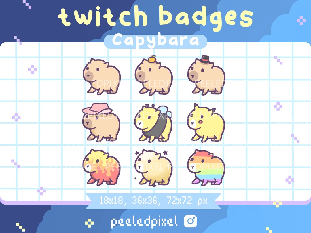 Capybara Twitch Badges for Twitch/youtube/discord Bit Badges Twitch Sub ...