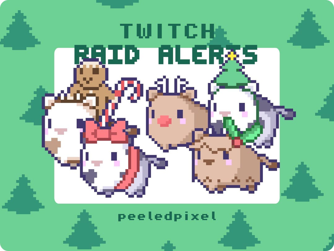 Christmas Cow Twitch Raid Alert Pack | Stream Animal Raid Overlay ...