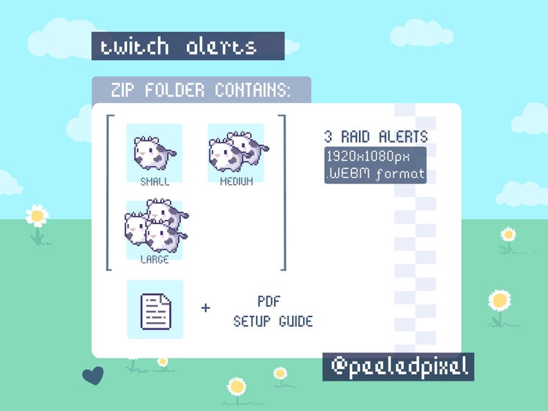 Cow Twitch Raid Alert Pack | Cute Animated Pixel Cow Bundle | Stream ...
